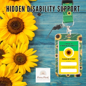 Hidden Disability ID Badge Card With Sunflower - Digital Printable ...