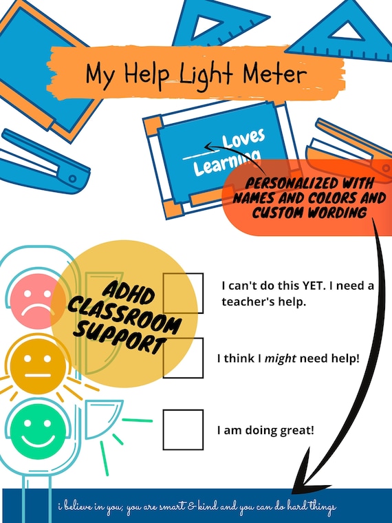 ADHD Classroom Printable: Traffic Light Meter for Help Eases | Etsy
