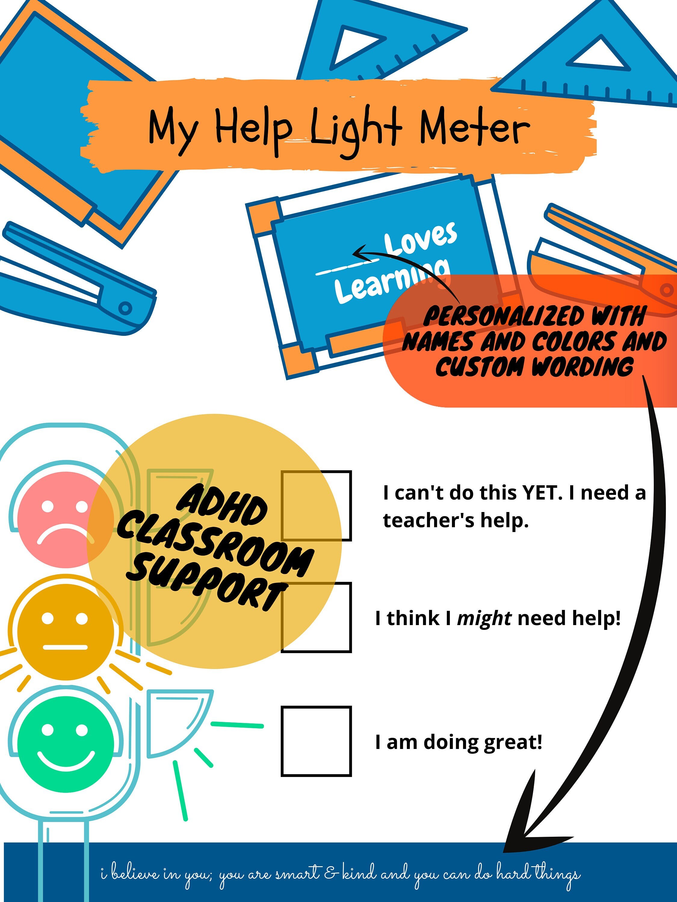 ADHD Classroom Printable: Traffic Light Meter, Eases Frustration ...