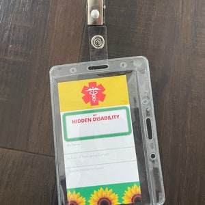 Sunflower Hidden Disabilities ID Card - Durable and Thick, Easy-to-read ...