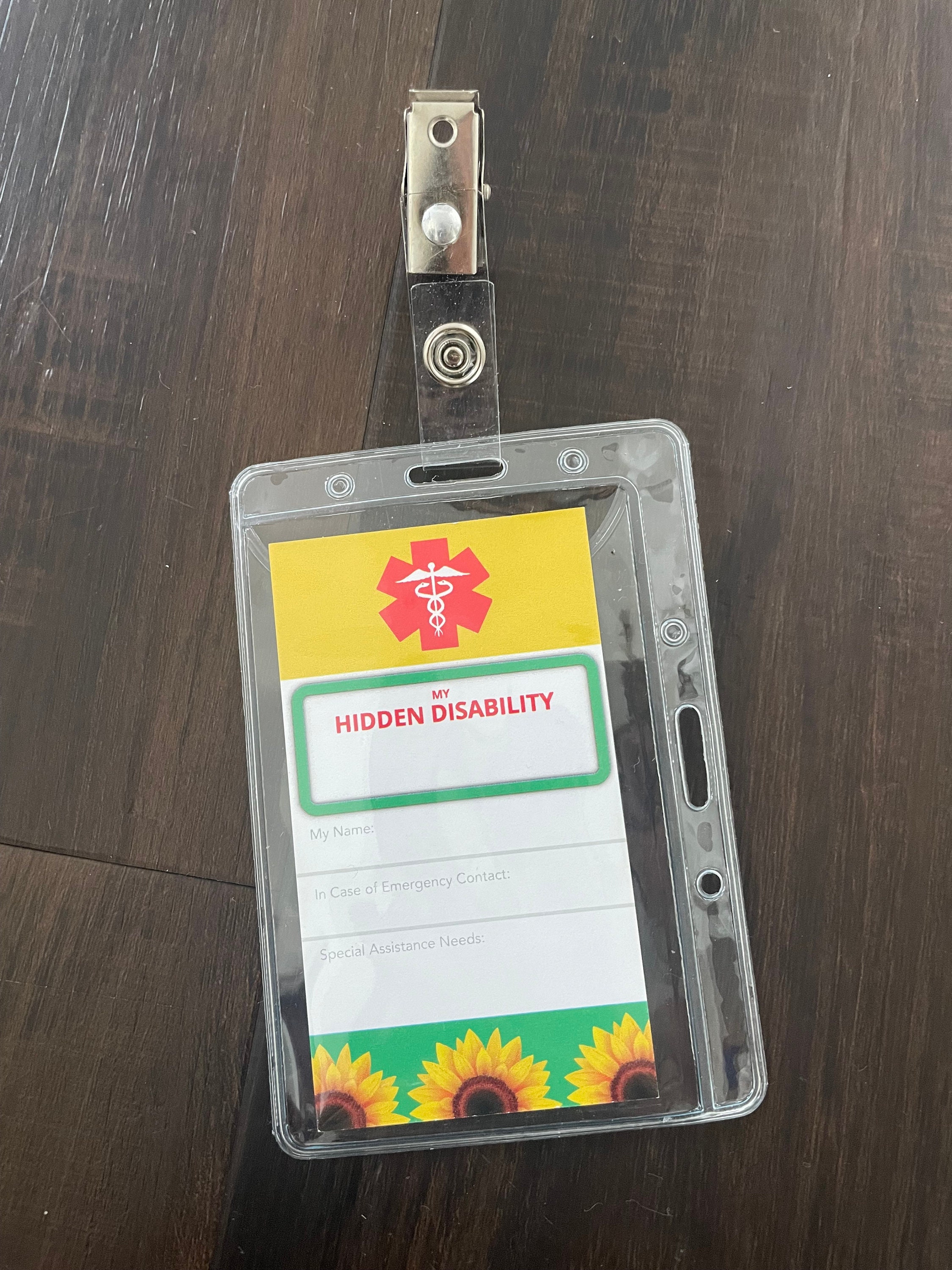 Sunflower Hidden Disabilities ID Card Durable and Thick, Easy-to-read ...
