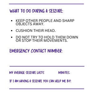 Helpful Medical Card, Medical Alert Card for Epilepsy, Assistance Card ...