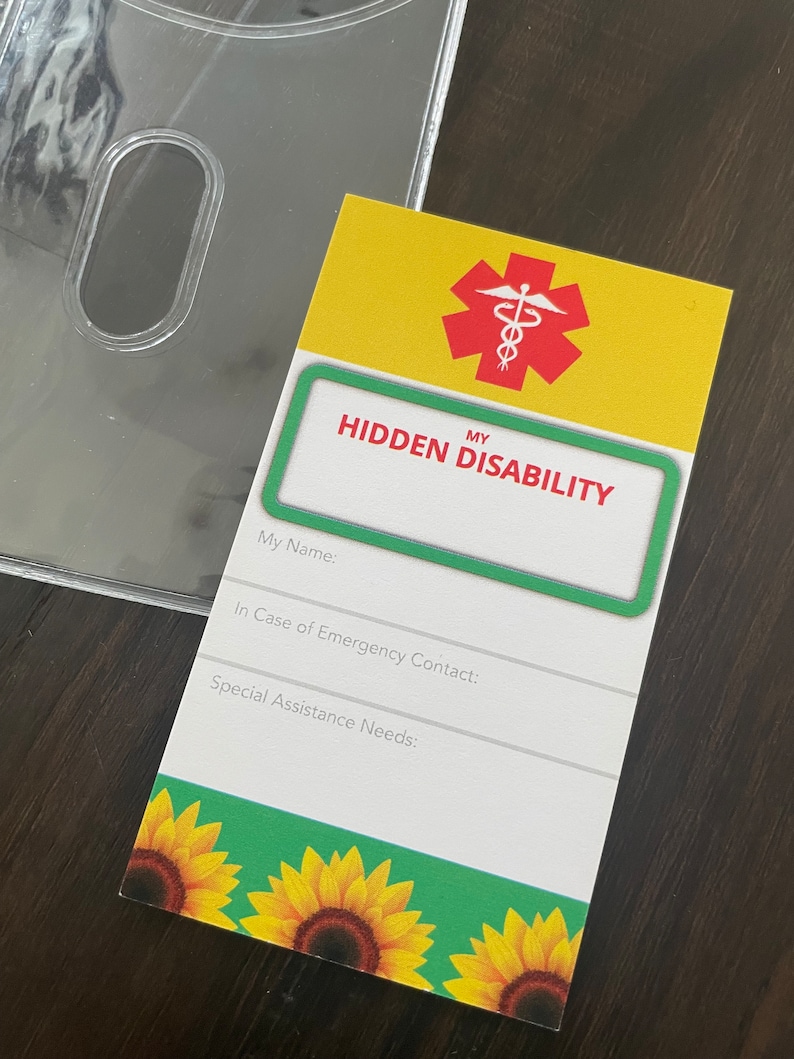 Sunflower Hidden Disabilities ID Card - Durable and Thick, Easy-to-read ...