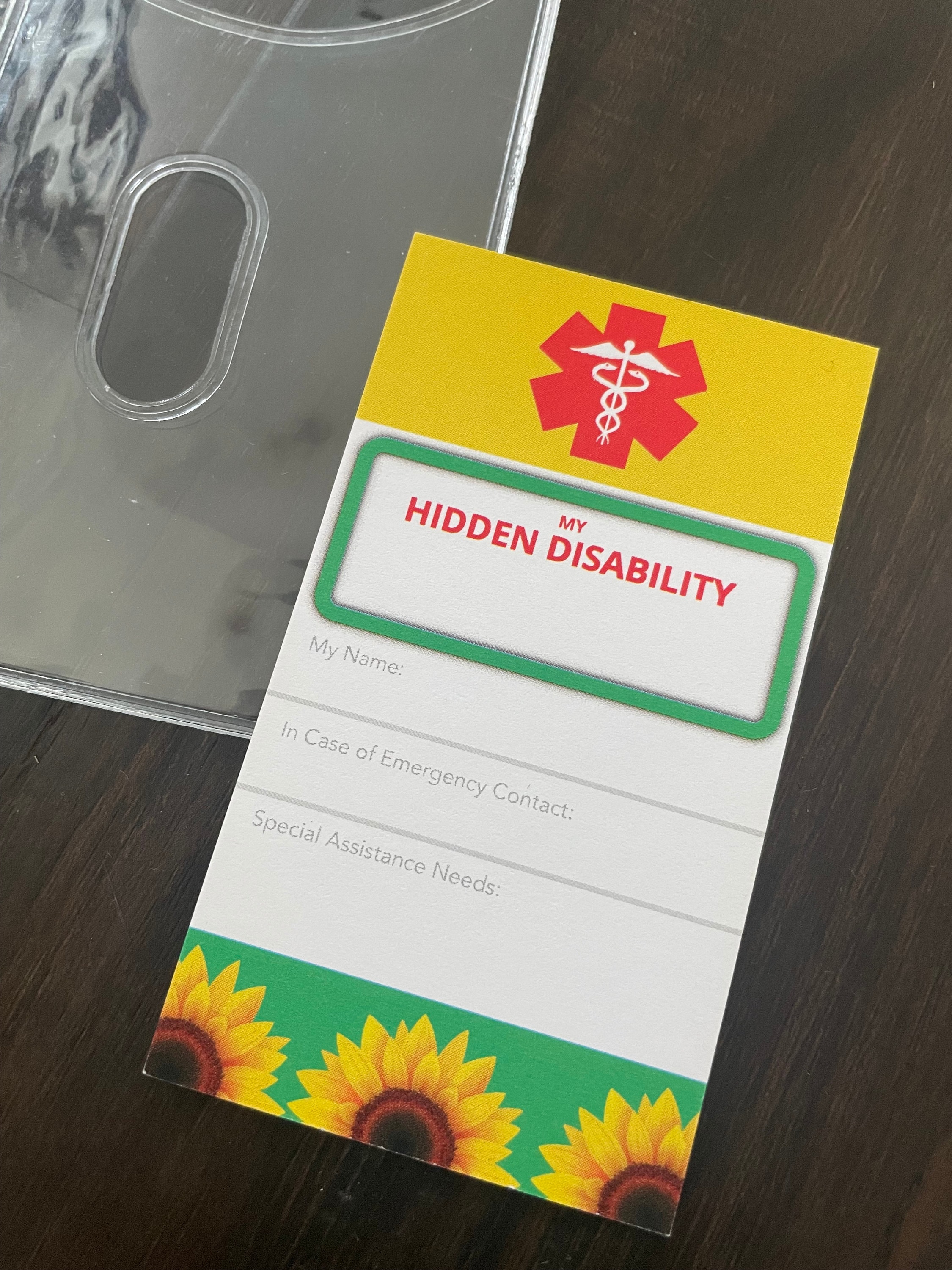 Sunflower Hidden Disabilities ID Card - Durable and Thick, Easy-to-read ...