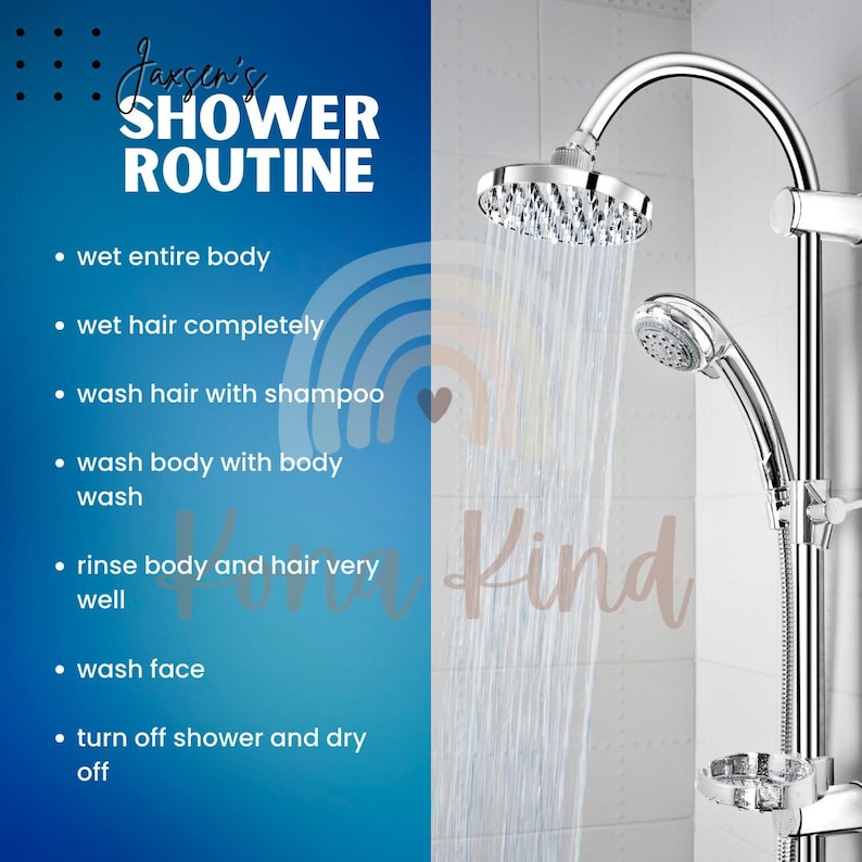Personalized Shower Routine Chart for Kids and Adults, ADHD Routine ...
