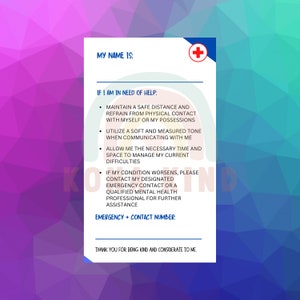 Autism Support Card for Emergency Situations: I Am Autistic Wallet Card ...