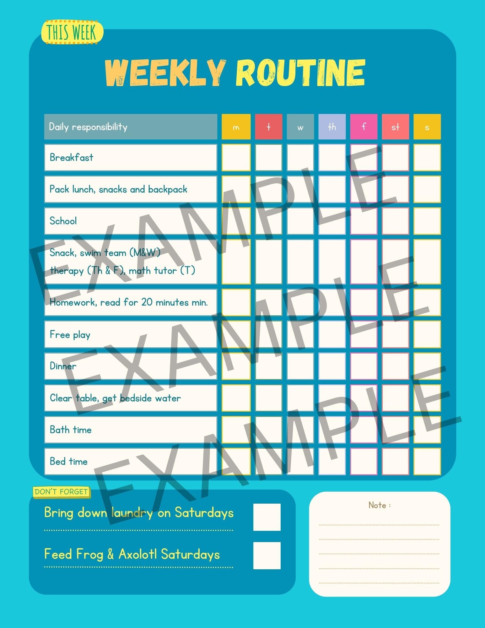 ADHD Reminder Chart: Kids Routine Chart - Etsy