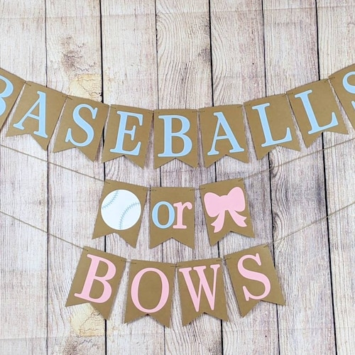 Gender Reveal Decorations Baseball or Bows Baseballs or - Etsy