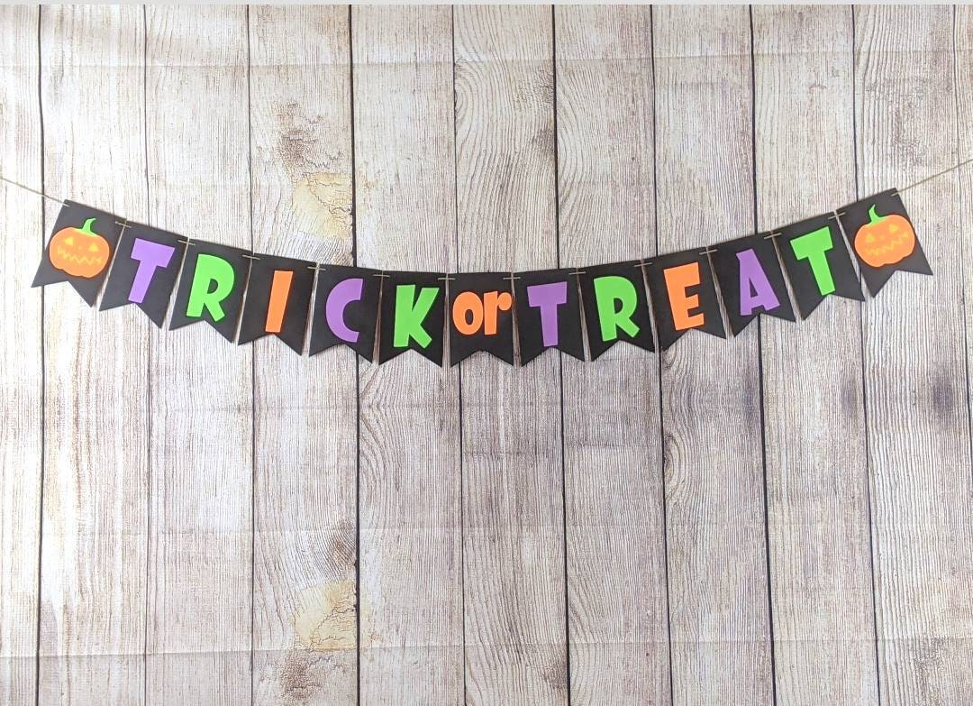 Trick or Treat Banner Halloween Banner Halloween Decoration - Etsy