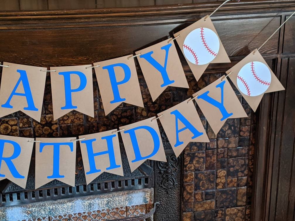Baseball Birthday Banner Baseball Happy Birthday Banner - Etsy