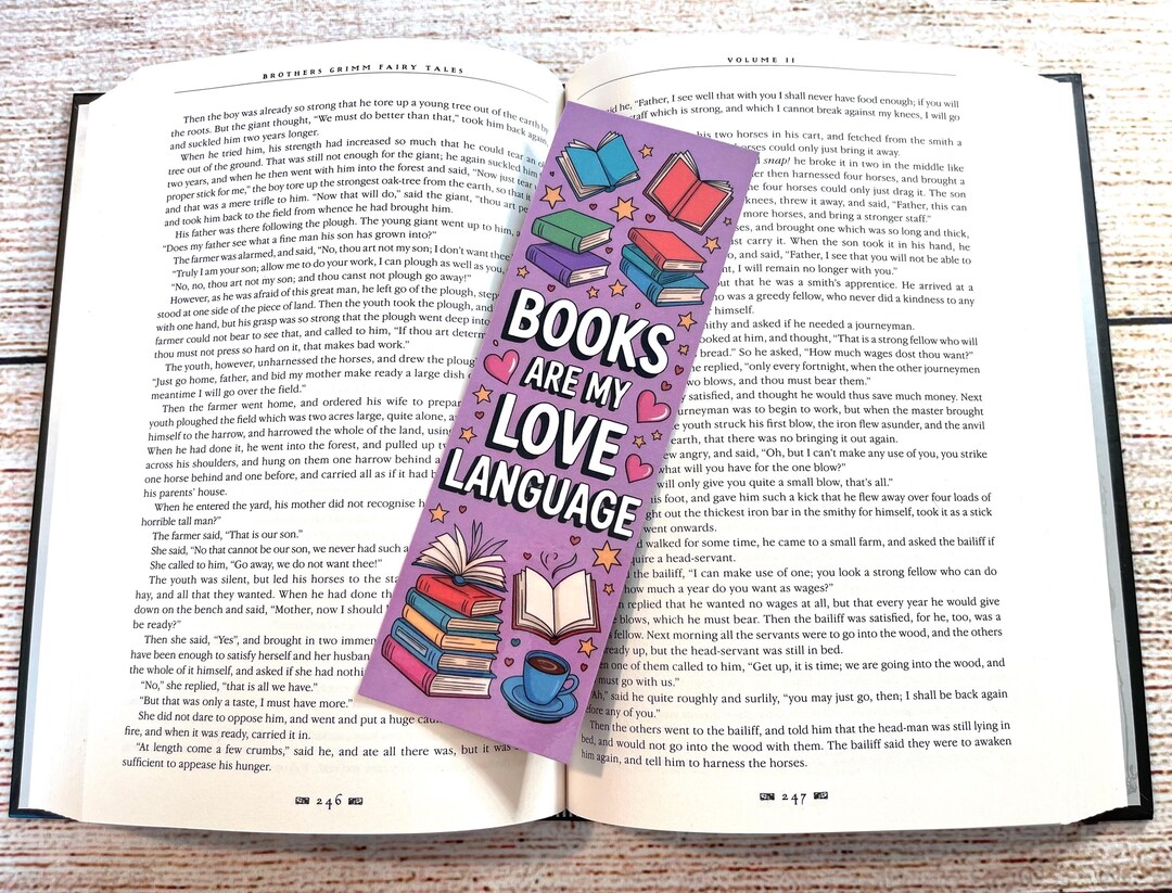 Books Are My Love Language Bookmark, Double Sided Bookmark, Book Lover ...