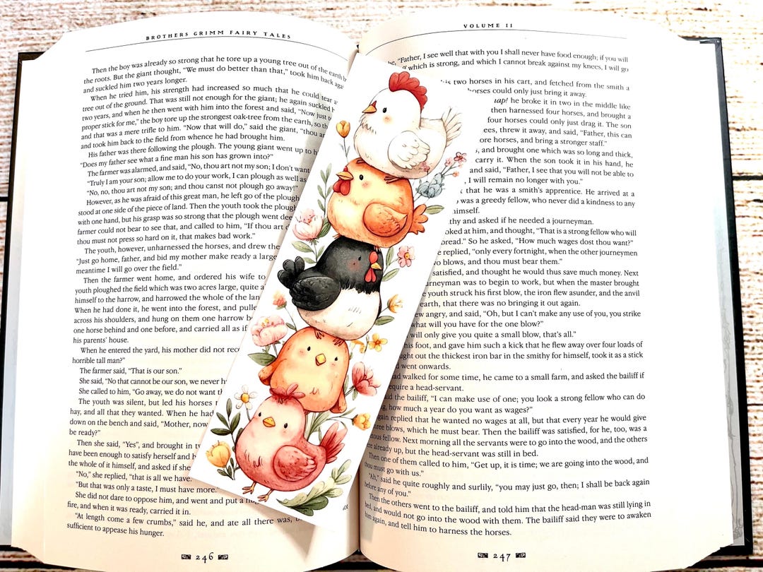 Floral Hen Bookmark, Adorable Chicken Bookmark, Cute Chickens, Chicken ...