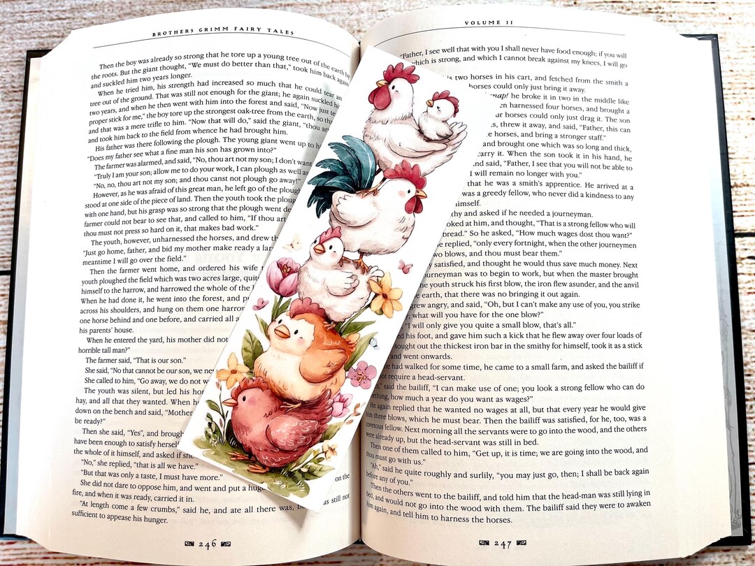 Rooster & Hen Bookmark, Chubby Farm Animals Bookmark, Mom and Baby ...