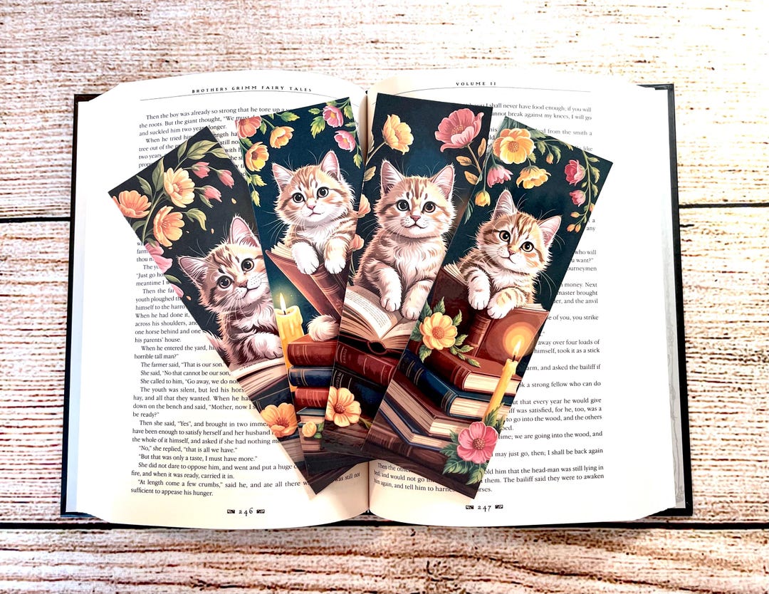 Cute Kitten Bookmark Set, Adorable Cat Bookmark, Cat & Books, Cat Mom ...