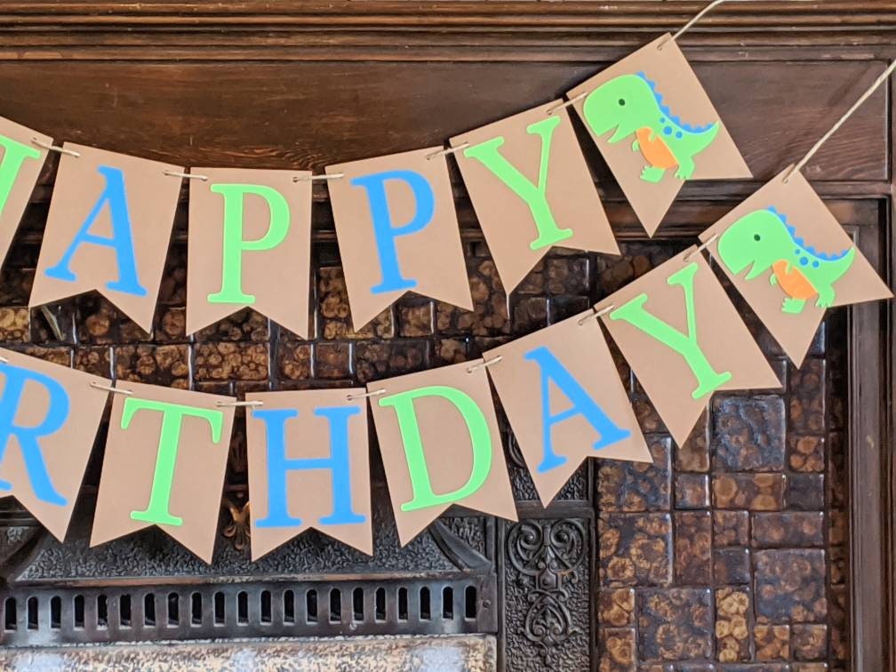 T Rex Banner T Rex Birthday Banner Three Rex Banner - Etsy