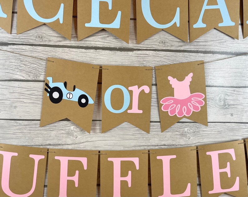 Race Cars or Ruffles Banner, Race Cars or Ruffles Gender Reveal, Race ...