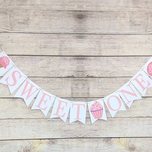 Cupcake Birthday Banner, Cupcake Banner, Cupcake Party, Sweet One ...