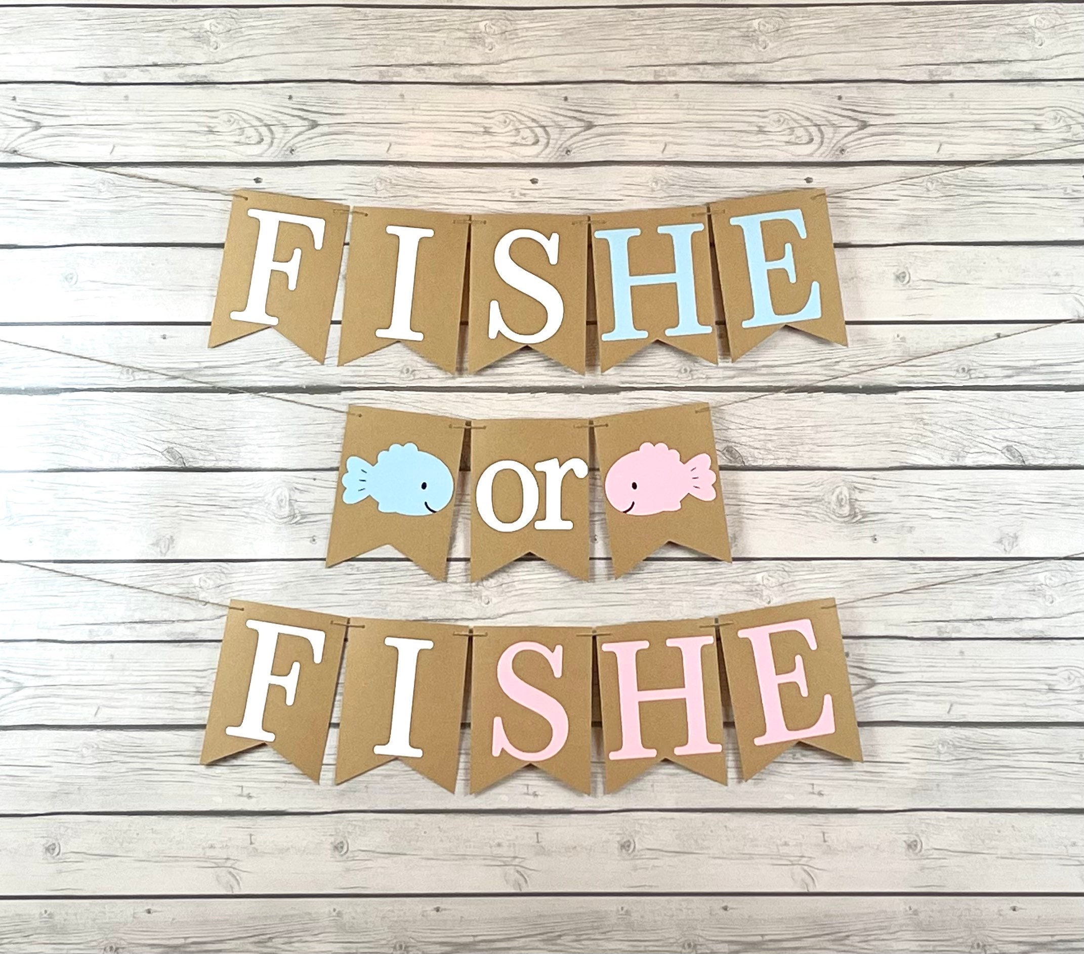 Fish He or Fish She Banner Fish He or Fish She Gender Reveal - Etsy