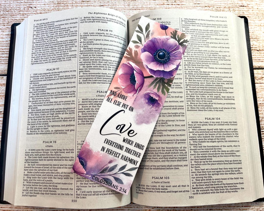 Purple Floral Bible Verse Bookmark, Colossians Bible Verse, Scripture ...