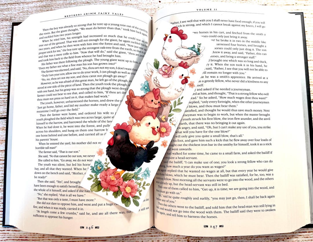 Floral Chicken Bookmark, Clucky Reader, Funny Bookmark, Cute Chicken ...