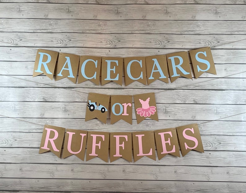 Race Cars or Ruffles Banner, Race Cars or Ruffles Gender Reveal, Race ...