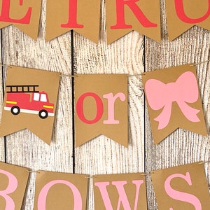 Fire Trucks or Bows Banner: Firefighter Gender Reveal Party Decor - Etsy