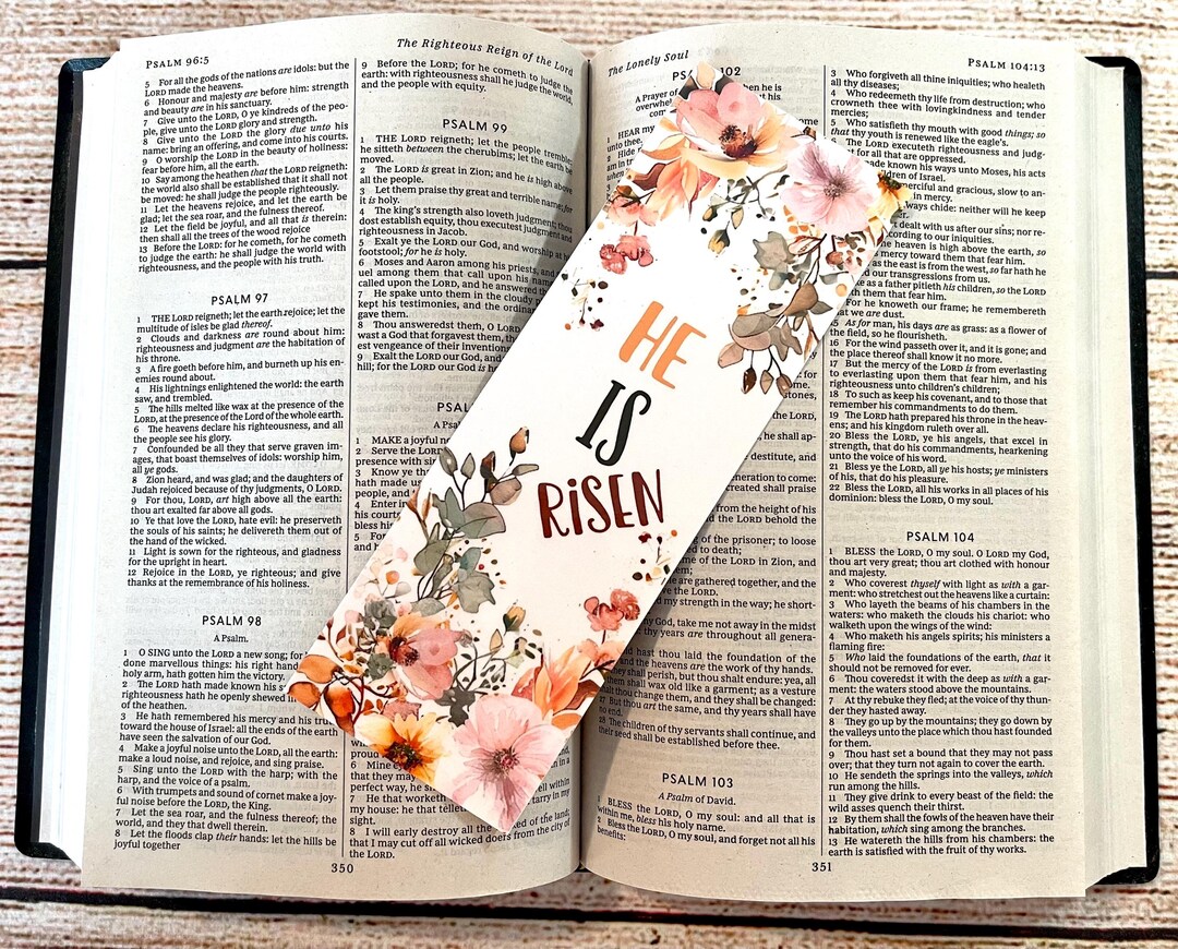 He is Risen Bookmark, Bible Bookmark, Christian Floral Bookmark, Easter ...