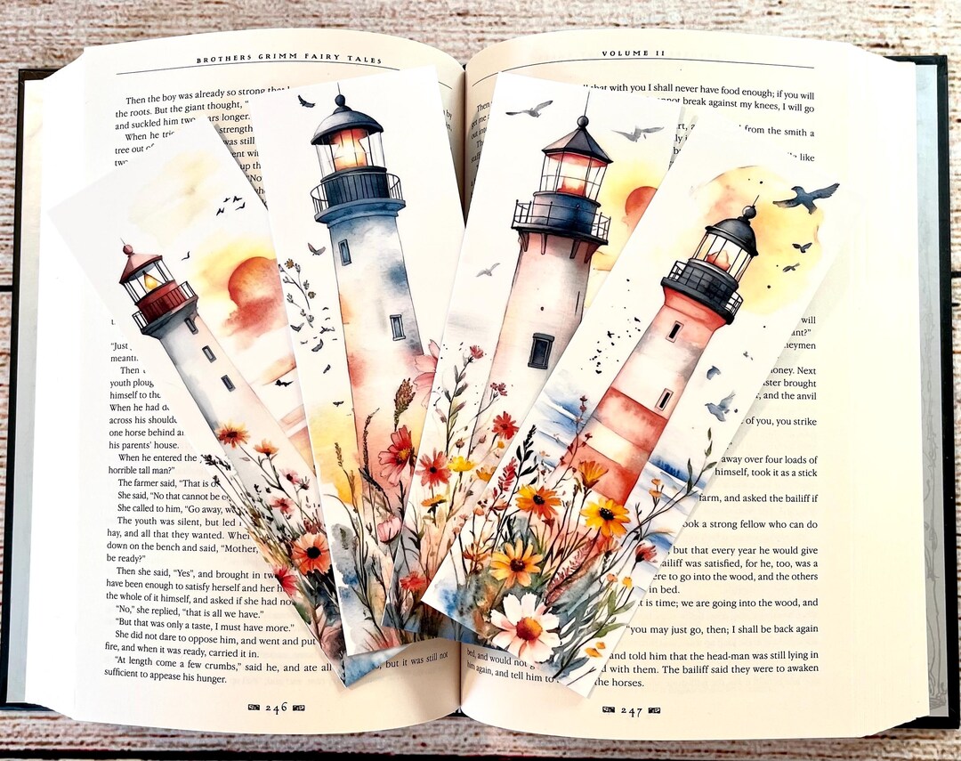 Floral Lighthouse Bookmarks, Ocean Lighthouse Bookmark, Beach ...