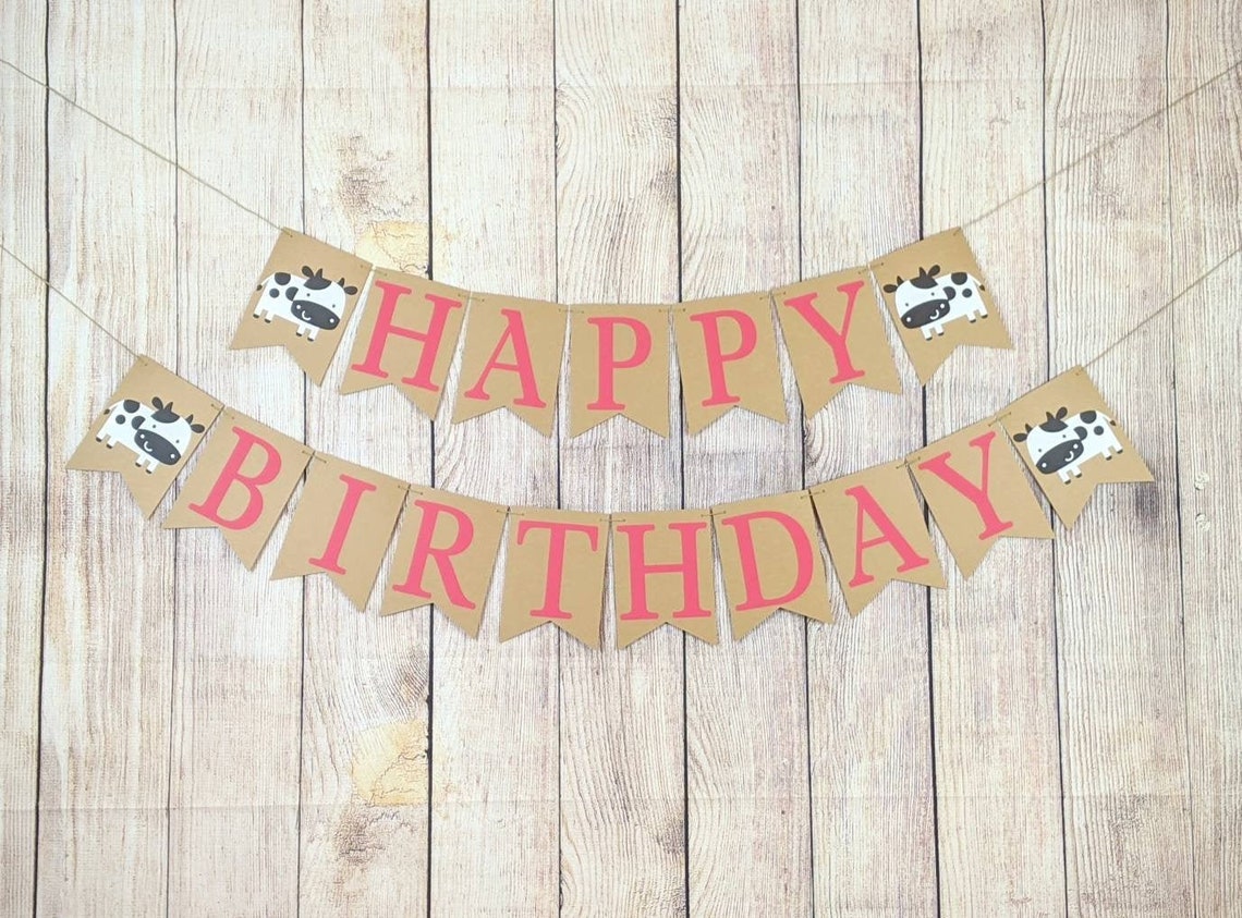 Cow Birthday Banner Boy Cow Banner Bull Birthday Banner | Etsy