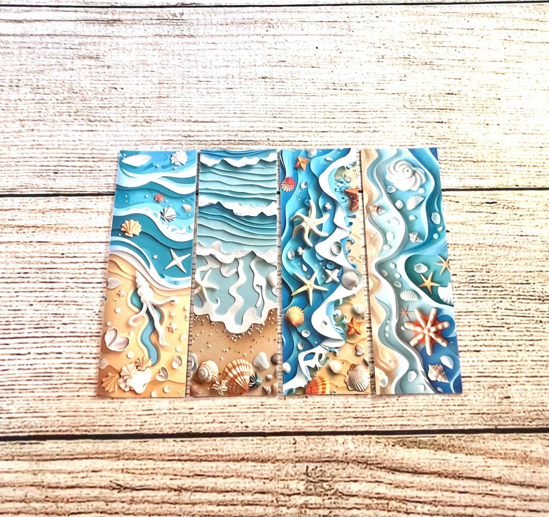 Ocean Bookmarks, Set of 4, Beach Bookmarks, Seashell Bookmark, Starfish ...