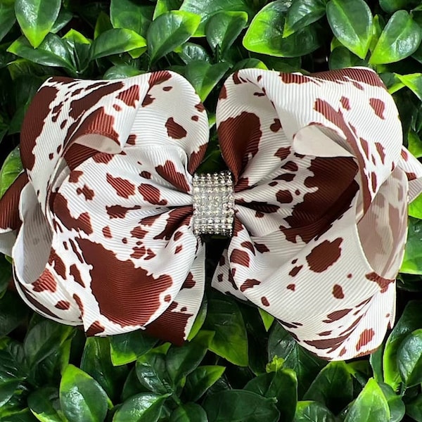Cow Print Hair Bow - Etsy