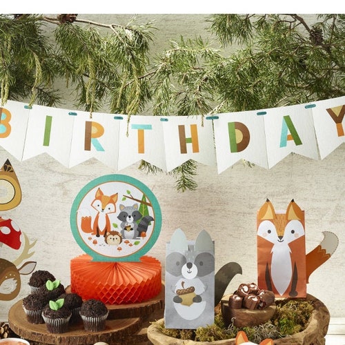 Woodland Party Birthday Banner Woodland Birthday Decoration | Etsy