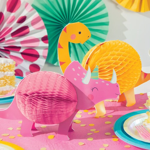Dinosaur Birthday Party Girl Pink Dinosaur Centerpiece - Etsy