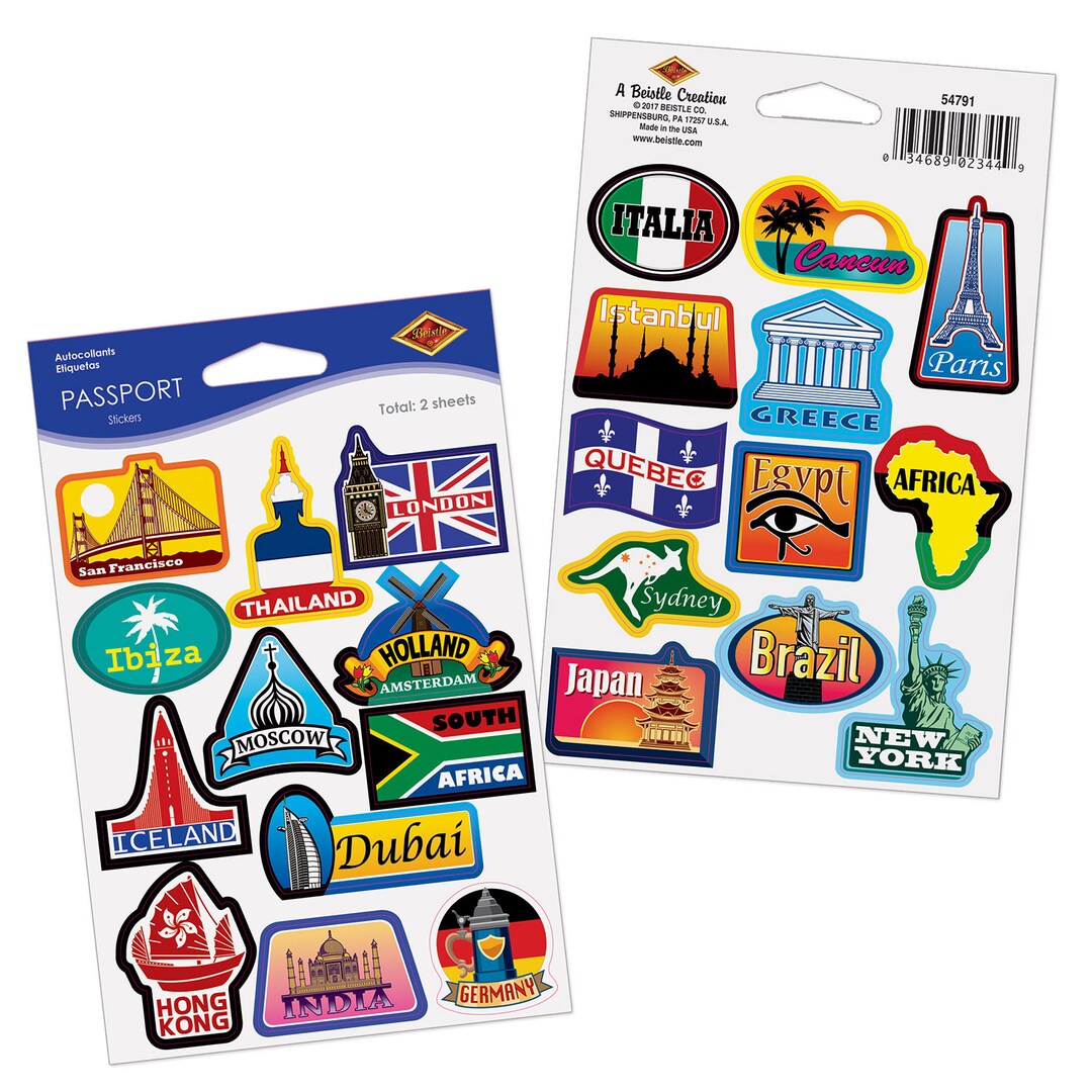 Around the World Sticker Favors/ Unique Favors/ Explorer Birthday Party ...