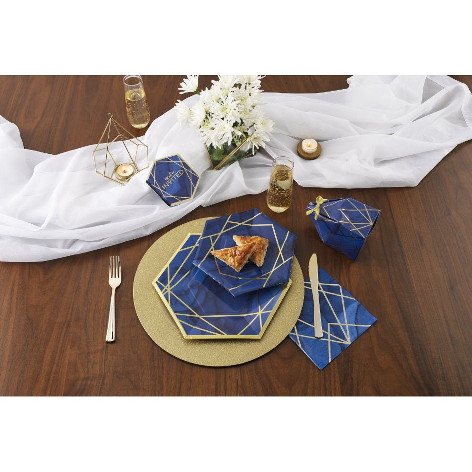 Navy and Gold Large Plates Navy Wedding Dinner Plates - Etsy