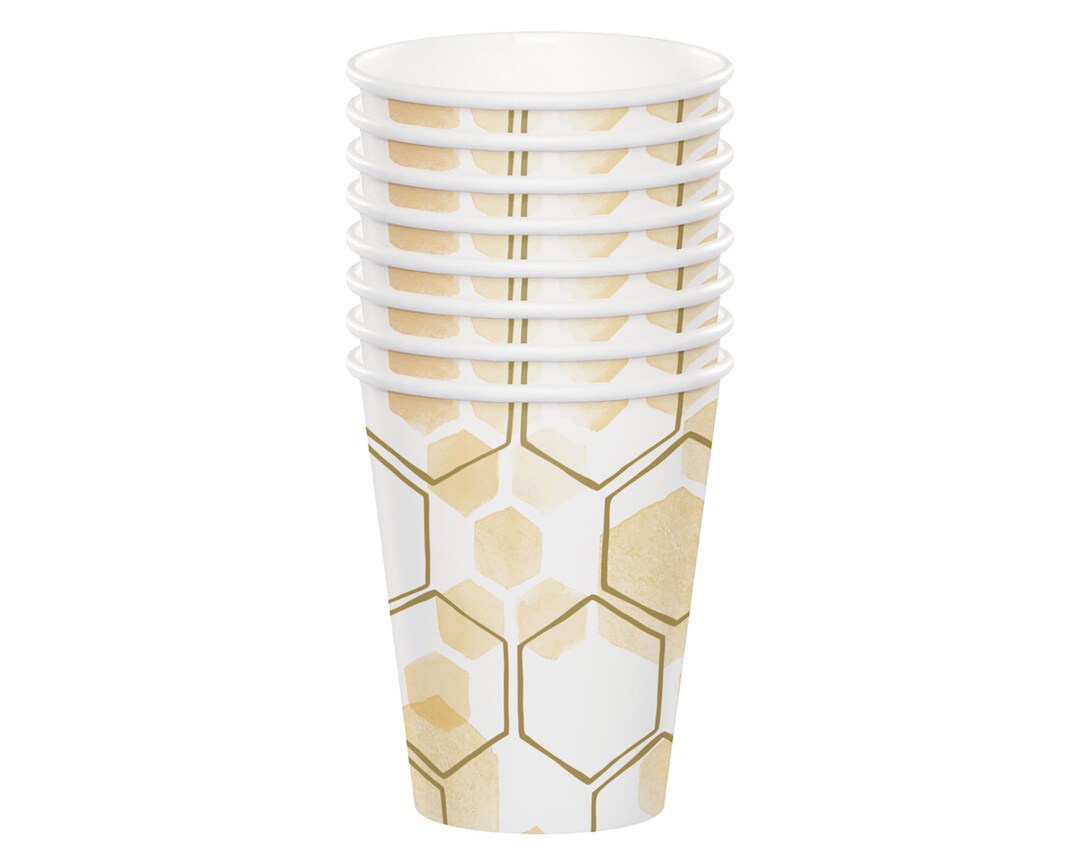 Gold Bee Party Cups- Honeycomb Paper Cups, Bee Baby Shower, Bee ...