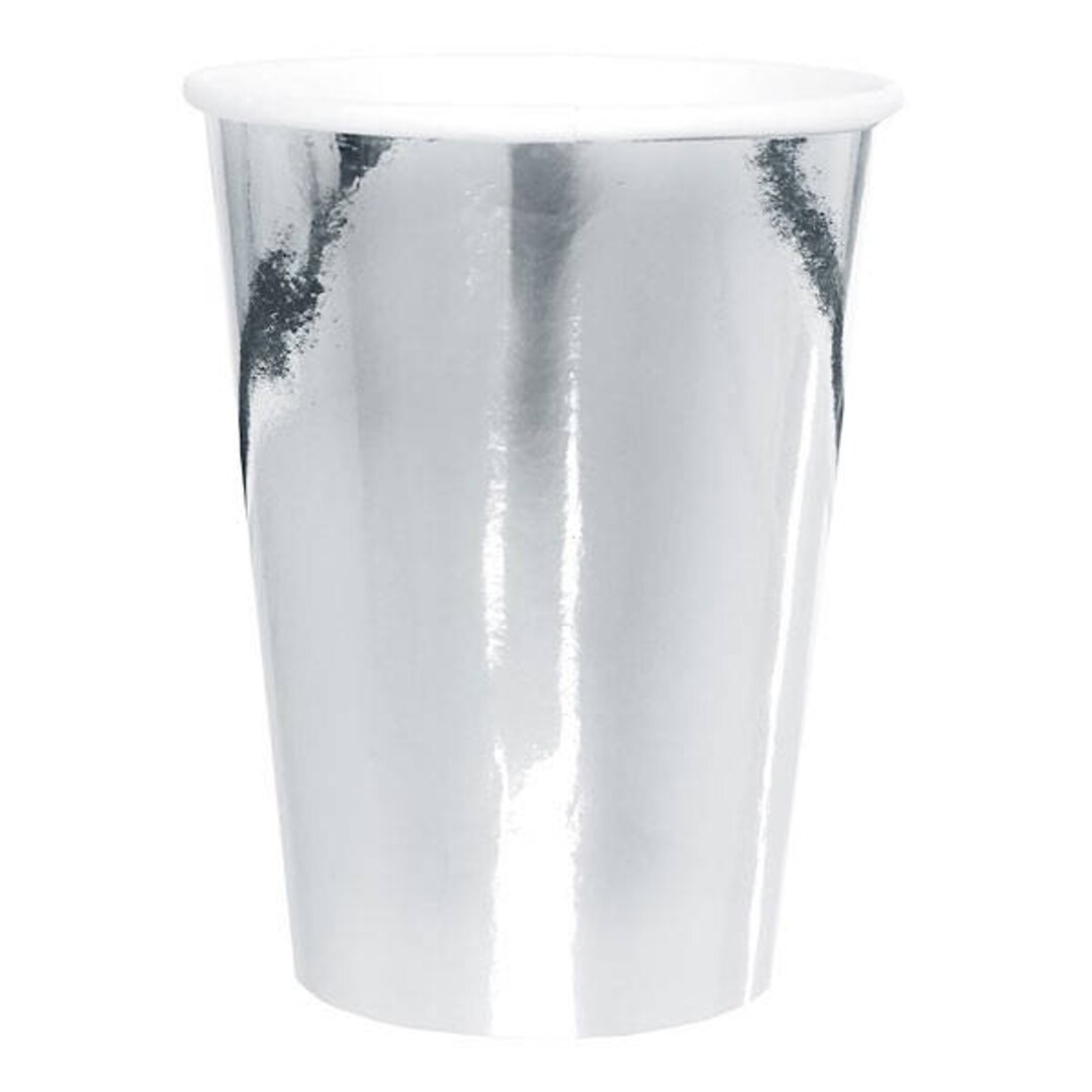 Metallic Silver Paper Cups/ Shiny Silver 12 OZ. Cups/ Silver Cups ...