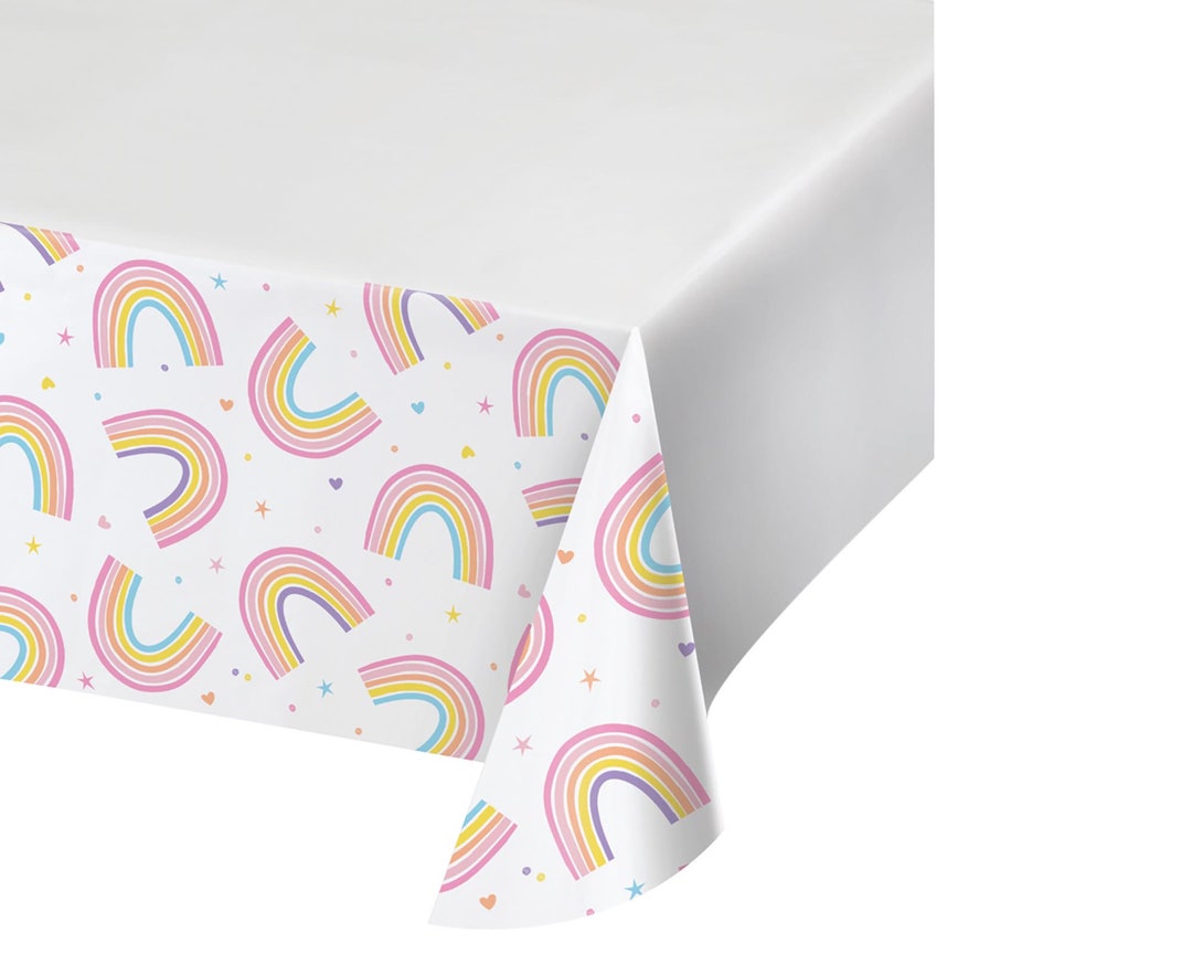 Pastel Rainbow Party Tablecover- Pastel Birthday Table Cover, Pastel ...