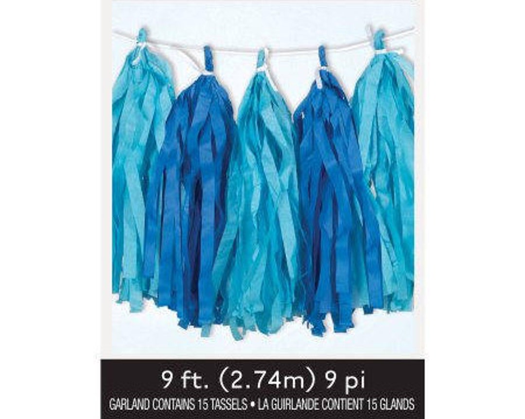 Blue Tissue Garland/ Mermaid Tissue Garland/ Royal Blue Tissue Garland ...