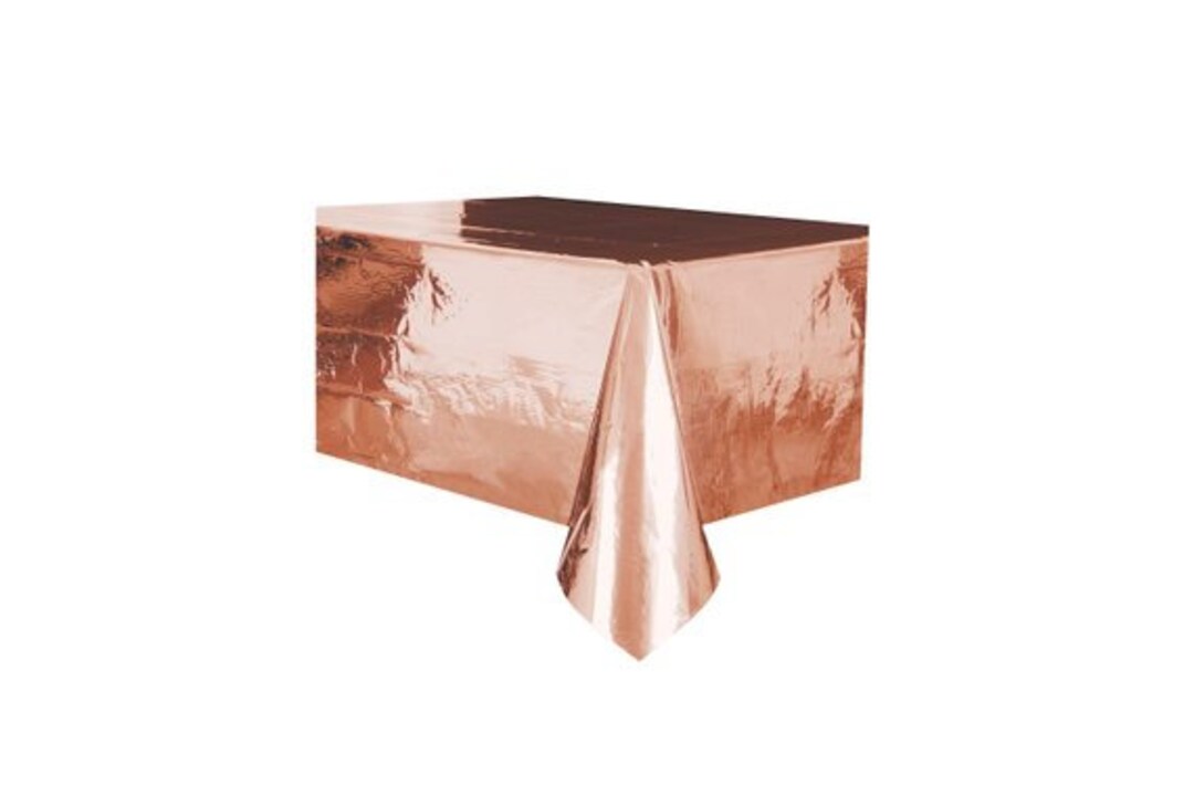 Metallic Rose Gold Table Cover, Shiny Party Tablecloth (4.5 FT X 9 FT ...