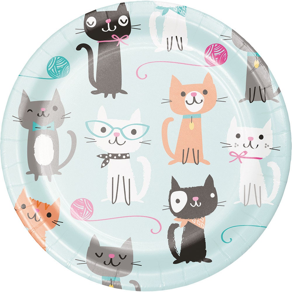 Pretty Kitty Birthday Party Plates/ Cat Birthday Party Plates/ | Etsy