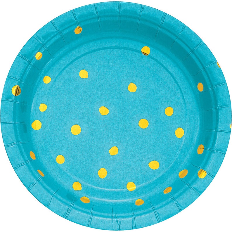 Gold Party Plates / Blue Fancy Party Plates/ Blue Striped - Etsy