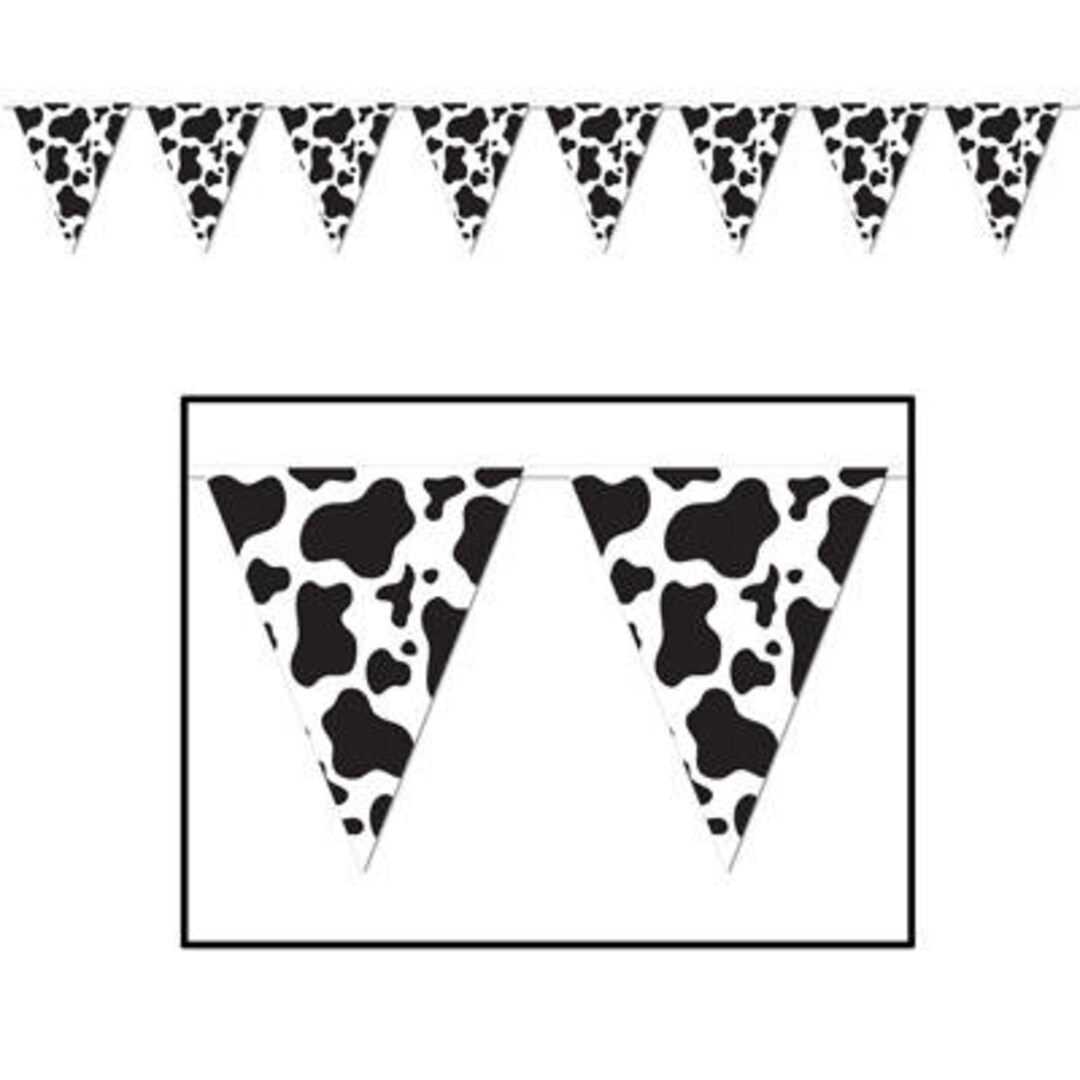 Cow Print Pennant Party Banner/ Farm Party Decor/ Farm Birthday Party ...