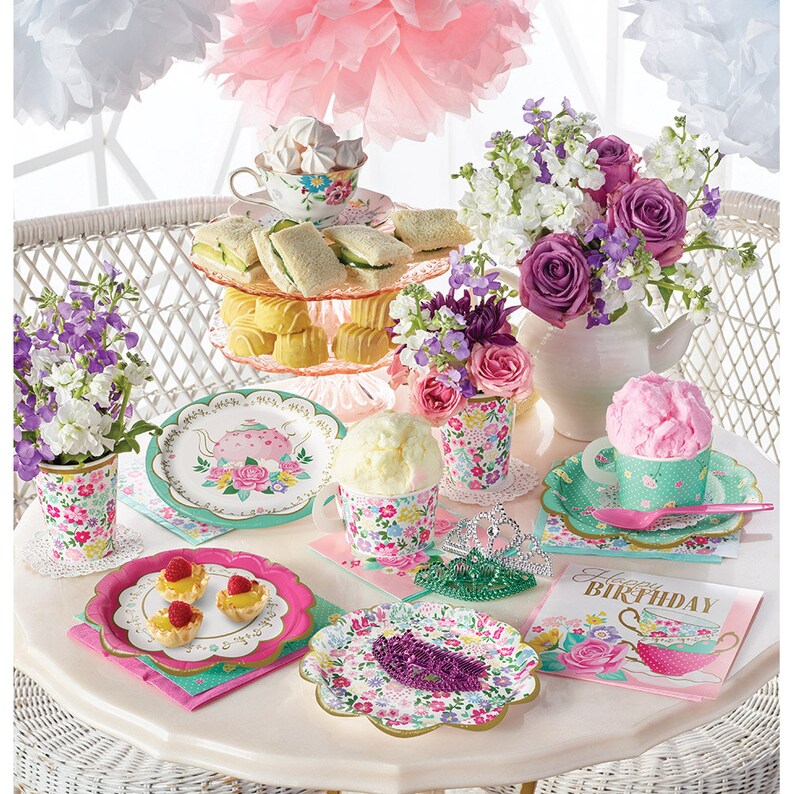 Tea Party Large Plates / Fancy Tea Party Plates / Vintage Floral Plates ...