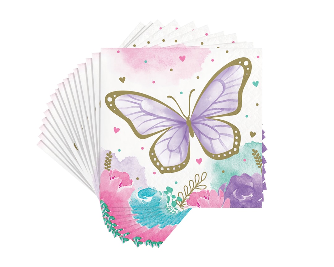 Butterfly Party Napkins- Small Butterfly Napkins, Butterfly Baby Shower ...