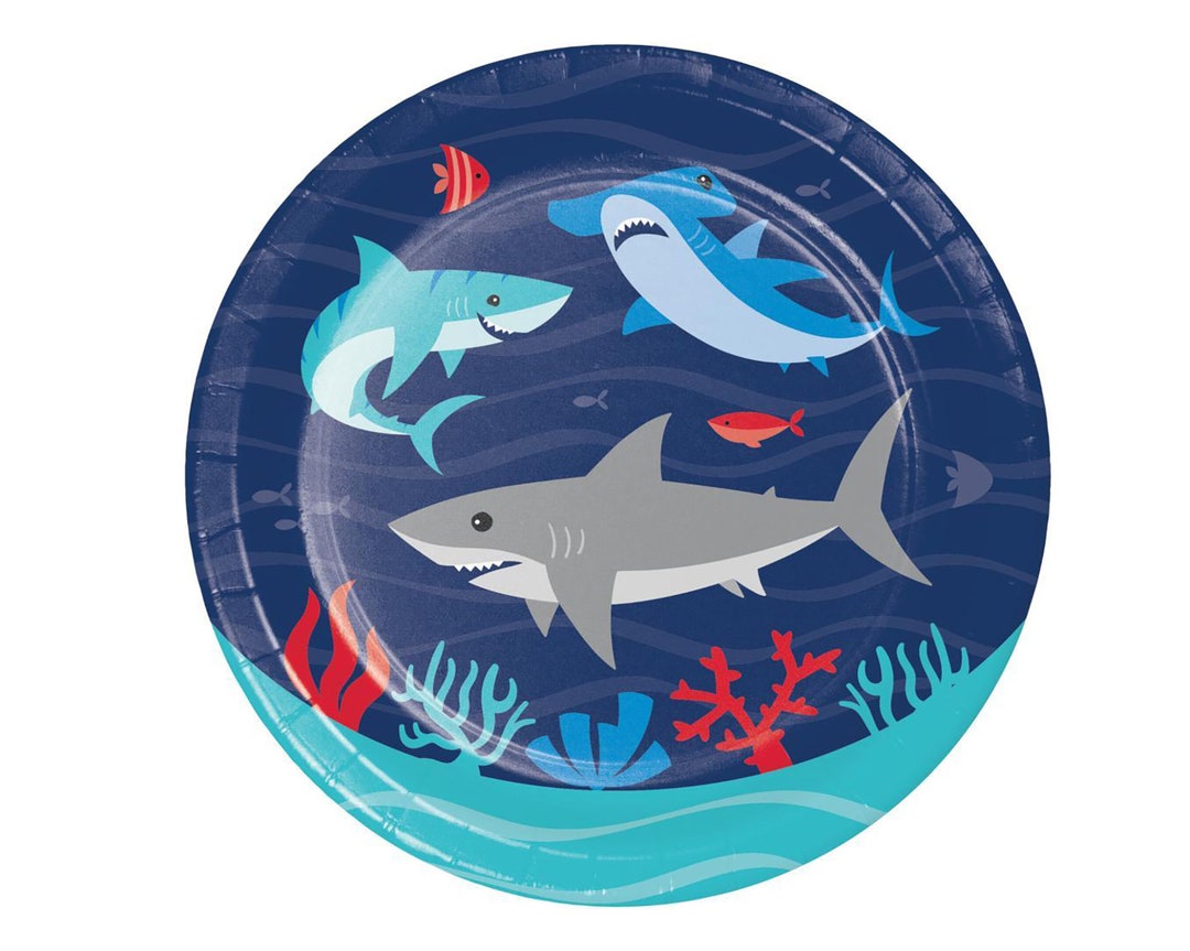 Shark Party Plates- Shark Small Plates, Jawsome Party Plates, Shark ...
