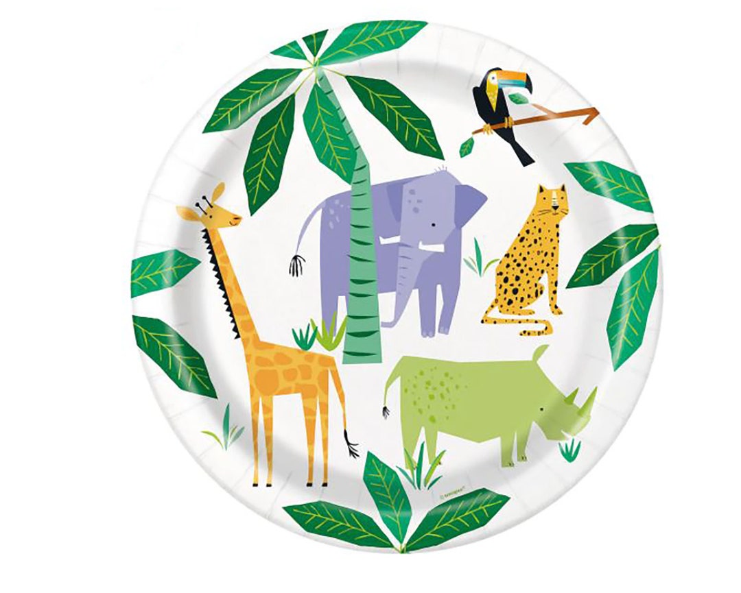 Jungle Party Plates- Large Jungle Plates. Safari Party Plates. Wild One ...
