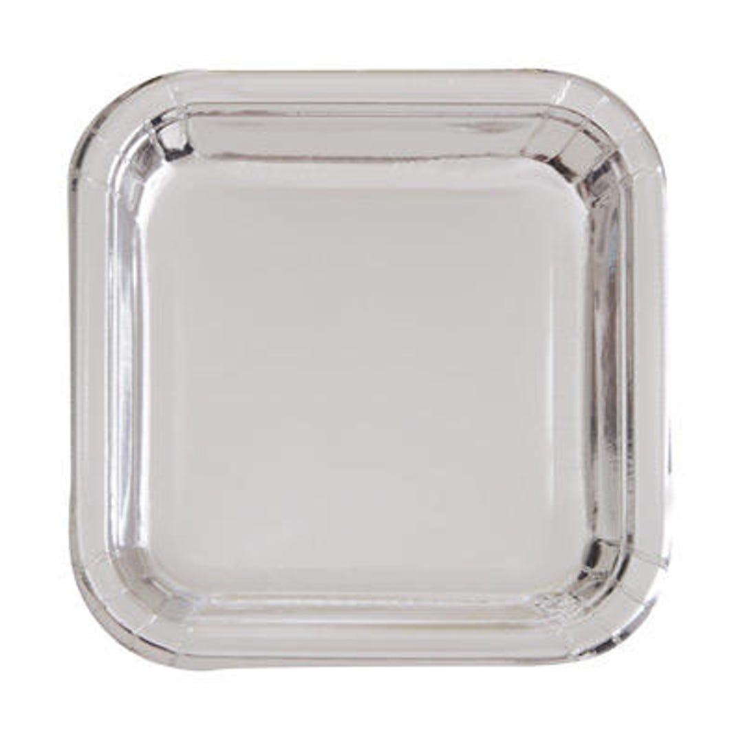 Metallic Square Silver Foil Paper Plates/ Shiny Silver Square Paper ...