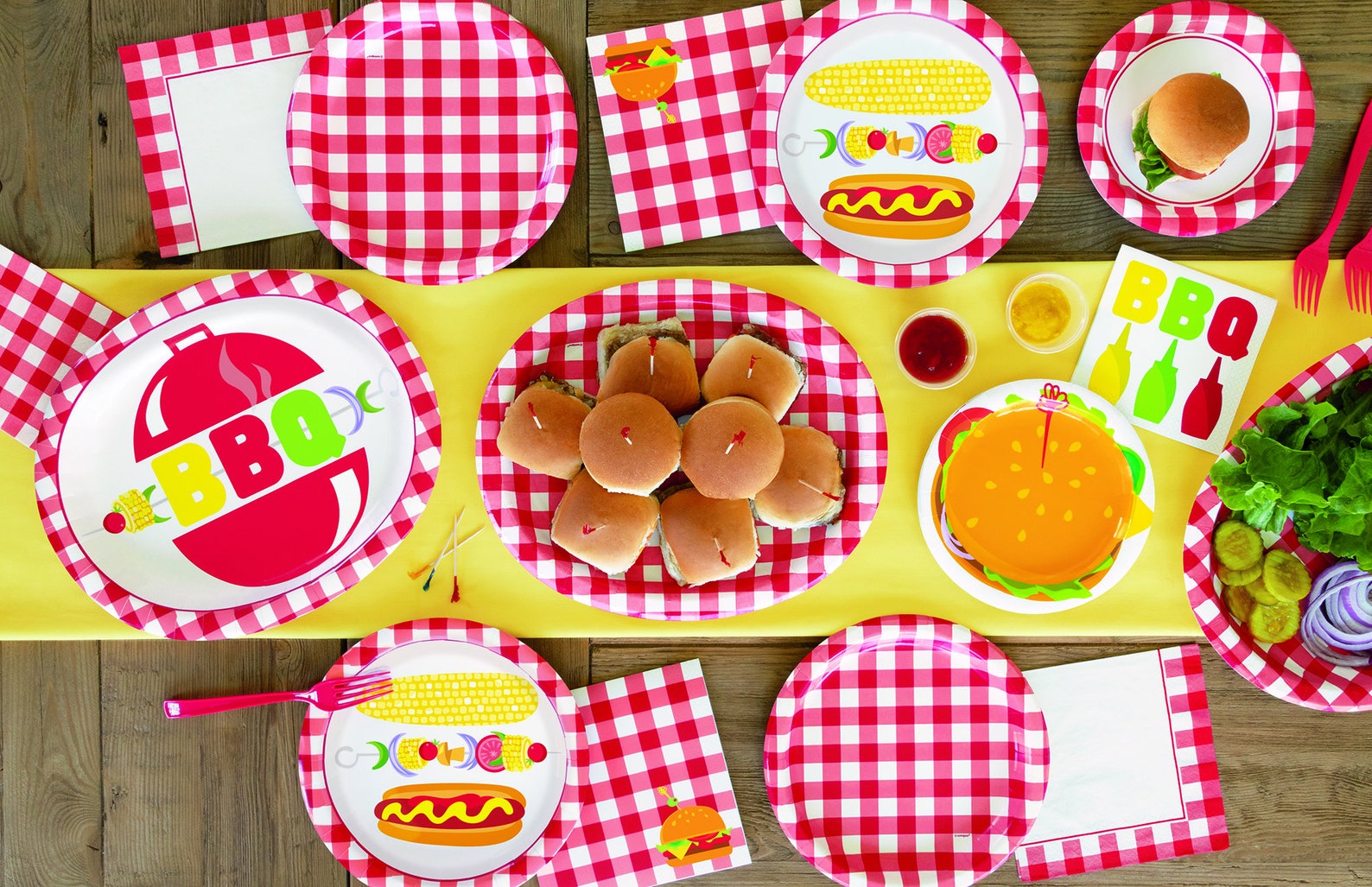 Large BBQ Party Plates, Cook Out Plates, Grill Out Plates, Hamburger ...