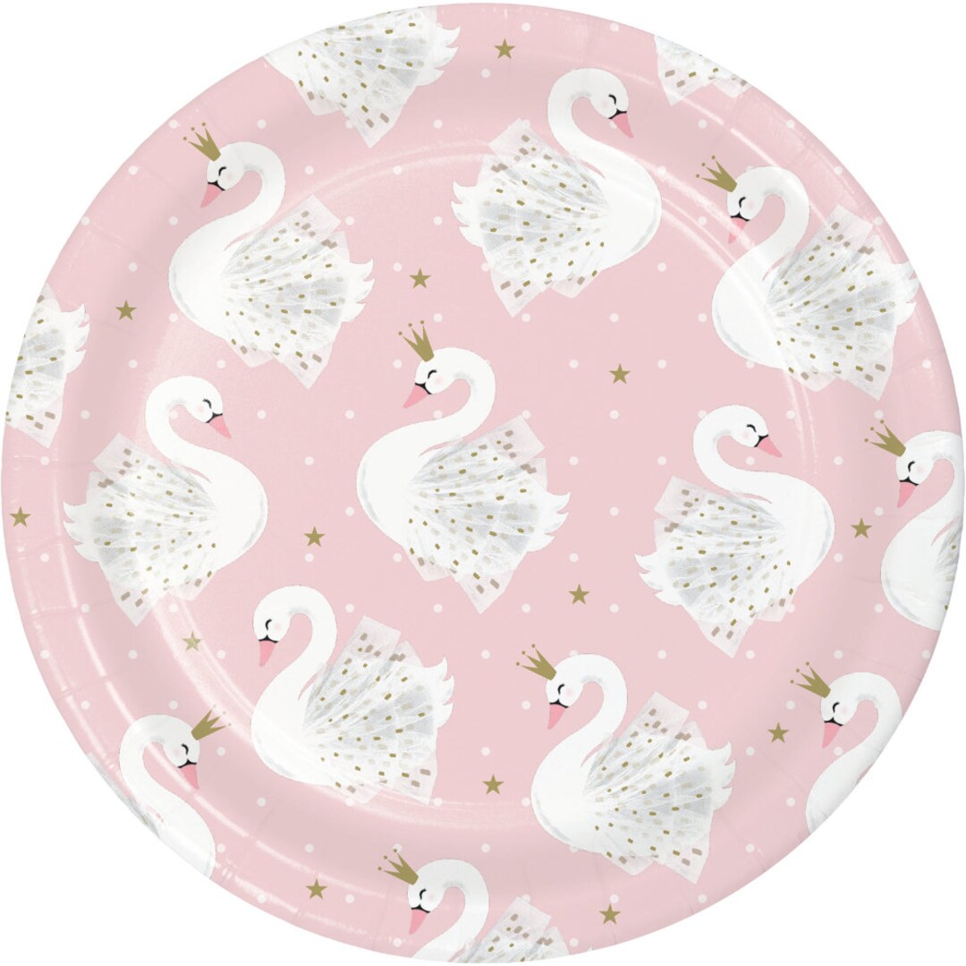 Swan Party Plates | Swan Party Plates | Swan Baby Shower Plates | Pink ...